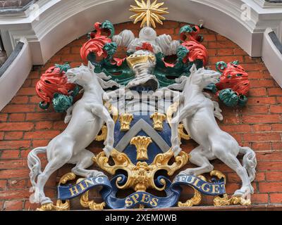 Coat of Arms on a wall at Innholders Hall, Dowgate Hill, London ...