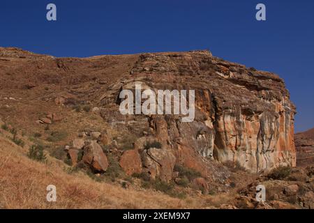 large tall cliff with sunlight; Brandwag Buttress impressive sandstone ...