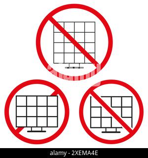 No grid icon. Red prohibition symbol. Bar structure sign. Vector ...
