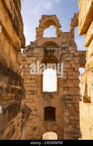 El Jem, Mahdia, Tunisia. Interior of the amphitheater of the Roman ...