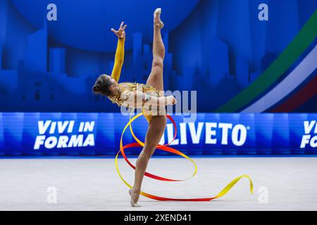 Fanni Pigniczki (HUN) seen in action during the ribbon competition in ...