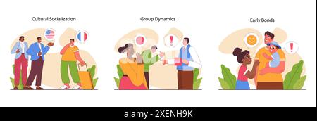 Socialization set. Communication skill development. People interacting ...