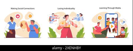 Socialization set. Communication skill development. People interacting ...