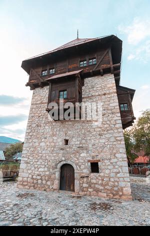 Summer travel to Plav, Montenegro, to explore the old medieval tower of ...