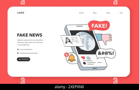 Fake news web banner or landing page. Manipulation and control over ...