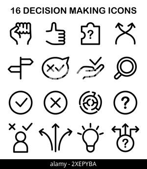 Decision-making icons set. Strategic thinking, brainstorming and ...