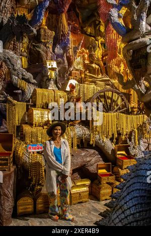 Big buddha statue of Wat Maniwong for thai people travel visit and ...
