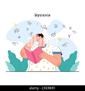 Dyslexia, learning mental disorder, text reading problem and ...