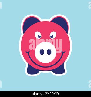 Pig silhouette with smiley expression vector illustration isolated on a ...