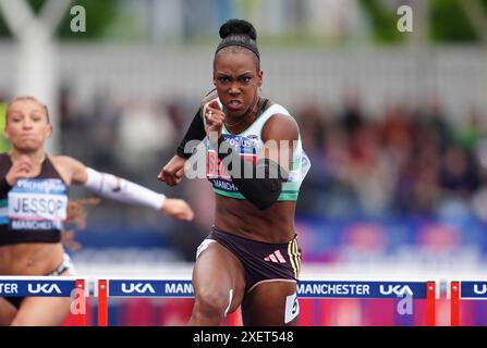 Cindy Sember wins the Women's 100m hurdle during day one of the Olympic ...
