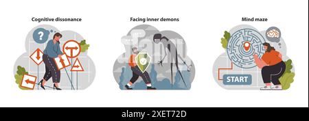 Psychology set. Mental and psychological phenomenon or conditions ...