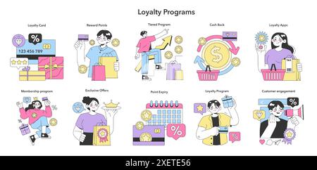 Loyalty program set. Rewards, offers, cashback and card points ...