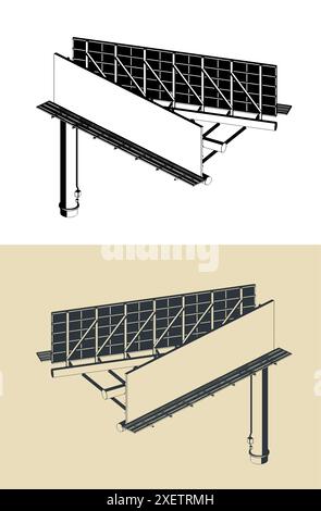 Double sided V type outdoor advertising billboard blueprints Stock ...