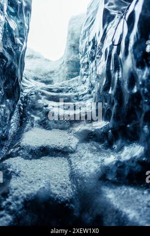 Vatnajokull glacier rocks with ice caves in icelandic landscape ...