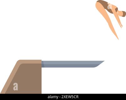 Professional female athlete in swimsuit jumping from springboard during ...