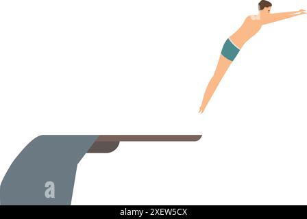 Professional swimmer jumping from springboard during training in ...