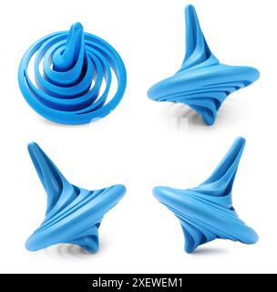 Light blue spinning top isolated on white, collage Stock Photo - Alamy