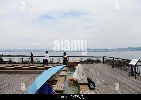 The Sakurajima Volcanic Shore Park and Footbath at the Sakurajima ...