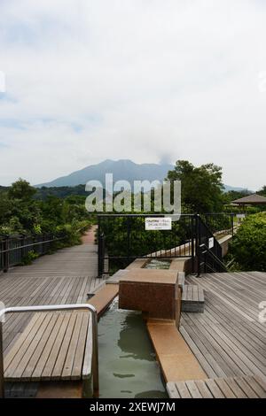 The Sakurajima Volcanic Shore Park and Footbath at the Sakurajima ...
