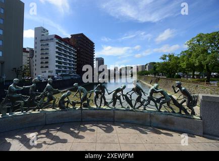 Decorative bronze sculptures on the Takami bridge in Kagoshima, Japan ...