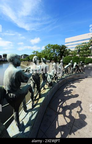 Decorative bronze sculptures on the Takami bridge in Kagoshima, Japan ...