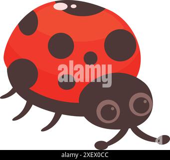 Cute cartoon ladybug with big eyes. Vector illustration isolated on ...