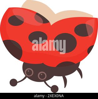Red ladybug opening its spotted shell while flying in the air. Red ...
