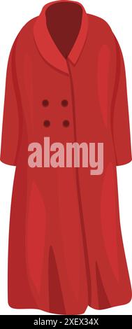 Long red coat hanging on white background representing fashion and ...