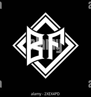 BF Letter logo with abstract shield shape with square black outline on ...