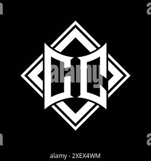 CC Letter logo with abstract shield shape with square black outline on ...
