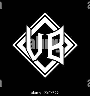 VB Letter logo with abstract shield shape with square black outline on ...