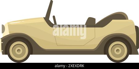 Classic beige convertible car parked in profile, showcasing its vintage ...