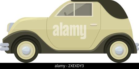 Small classic beige car with dark roof isolated on white background ...