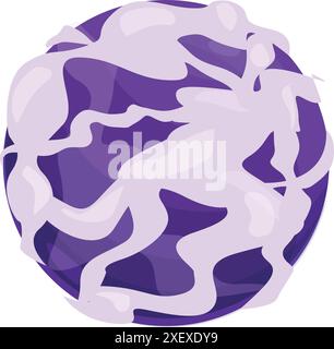 Round purple planet with toxic white liquid flowing on its surface ...