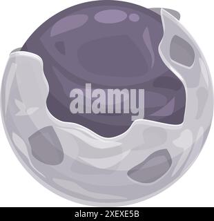 Grey planet with craters and purple atmosphere is rotating in the space ...