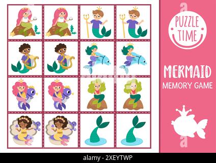 Vector Fairytale memory game cards with cute fantasy characters. Magic ...