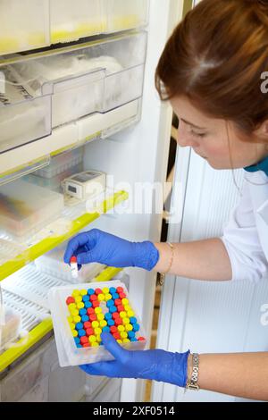 Experimental phase clinical trial, Storage of samples in freezer ...