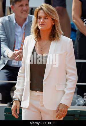 French Open Director Amelie MAURESMO poses in front of the Roland ...