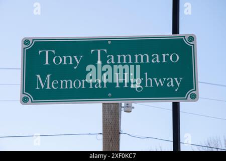 Tony Tammaro Memorial Highway sign on Main Street in downtown Calais ...