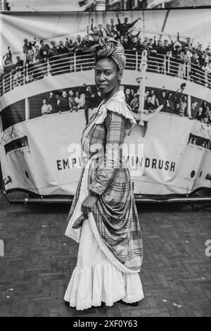 Black and white image of the National Windrush Monument by the sculptor ...