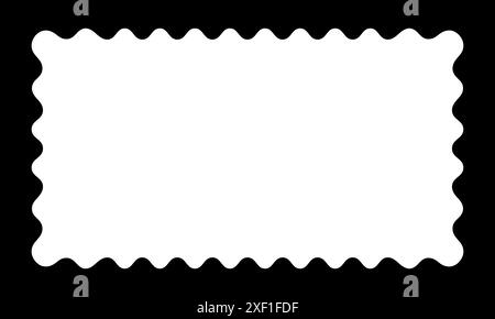 Empty rectangular frame with curvy edges. Rectangle shape with scalloped borders. Picture or ...