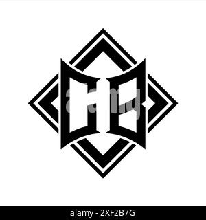 CB Letter logo with abstract shield shape with square white outline on ...