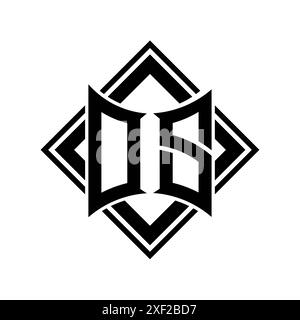 DS Letter logo with abstract shield shape with square white outline on ...