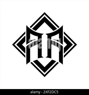 AA Letter logo with abstract shield shape with square white outline on ...