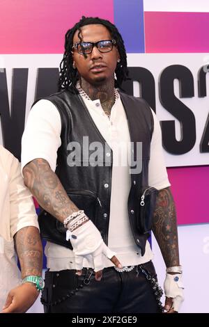 Moneybagg Yo attends the 2024 BET Awards at Peacock Theater on June 30 ...