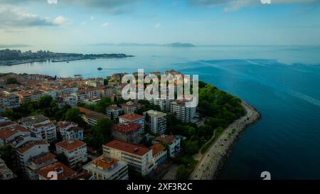 Aerial view from Moda neighborhoods of Kadikoy, a large, populous, and ...