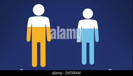 Image of filled human icons with orange and blue colours Stock Photo ...