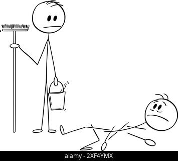 Person has fallen apart or personality disintegration, vector cartoon ...