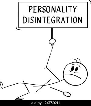 Person has fallen apart or personality disintegration, vector cartoon ...