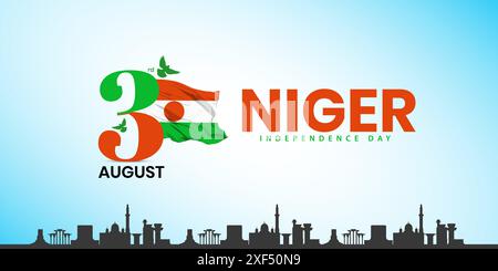 Happy Niger Republic Day Vector Illustration with Waving Flag and ...